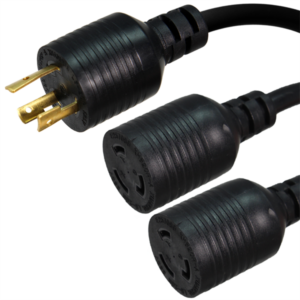 L5-20P to 2 x L5-20R Splitter Power Cords - Locking Power Cords