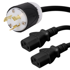 L6-30P to 2 x C13 Splitter Power Cords - Locking Power Cords